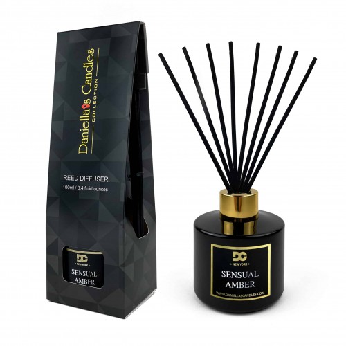 Sensual Amber Reed Diffuser Black | Daniella's Candles